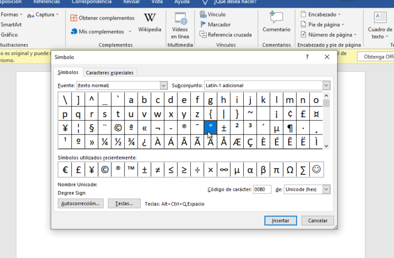 Símbolo de Grado ° para Copiar (Y con Teclado )℃ ℉